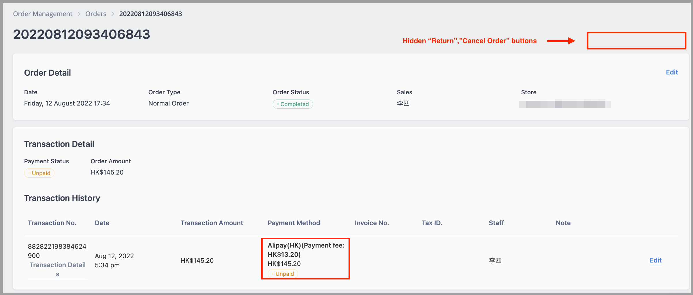 Order Details and Order Editing | POS Admin – SHOPLINE Help Center