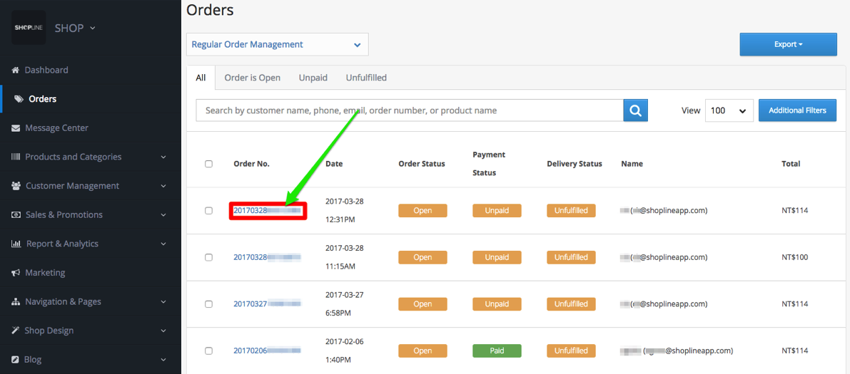 Order Edit – SHOPLINE Help Center
