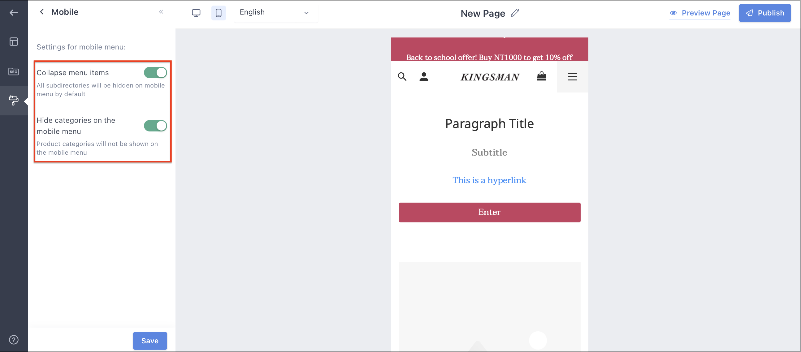 Mobile Menu Items and Categories Display | Advanced Design Settings – SHOPLINE Help Center