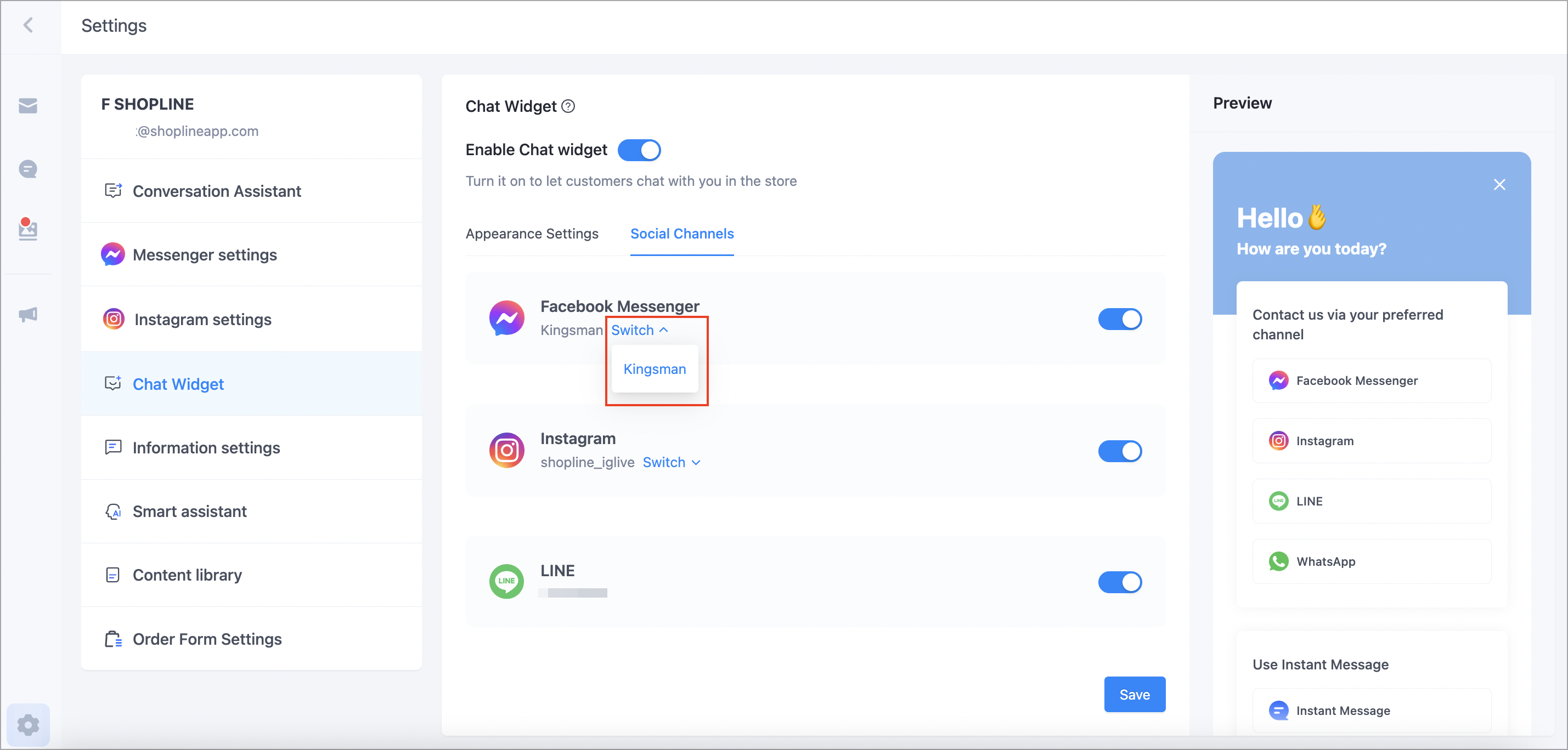 Chat Widget Message Center Shopline Help Center