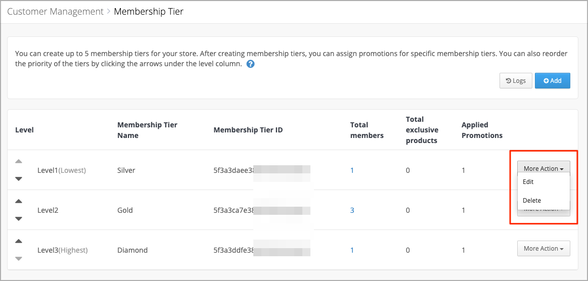 Edit and Reassign Membership Tier – SHOPLINE Help Center