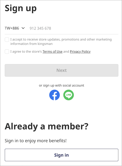 Mobile Number Sign Up and Login｜Customer Login Settings – SHOPLINE Help Center