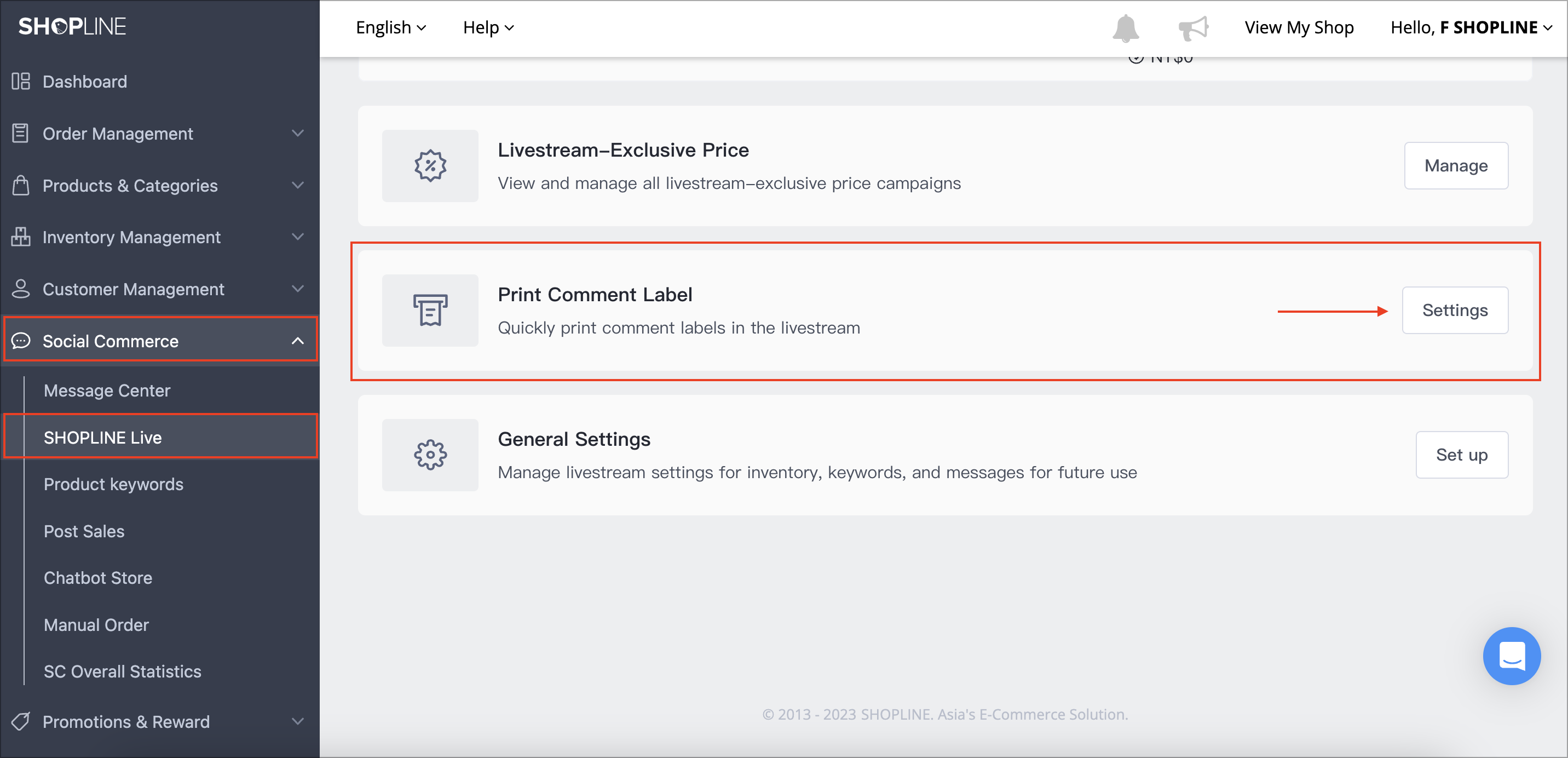 Facebook Live Automatically Print Comment Label And Customize Label Content Shopline Help Center