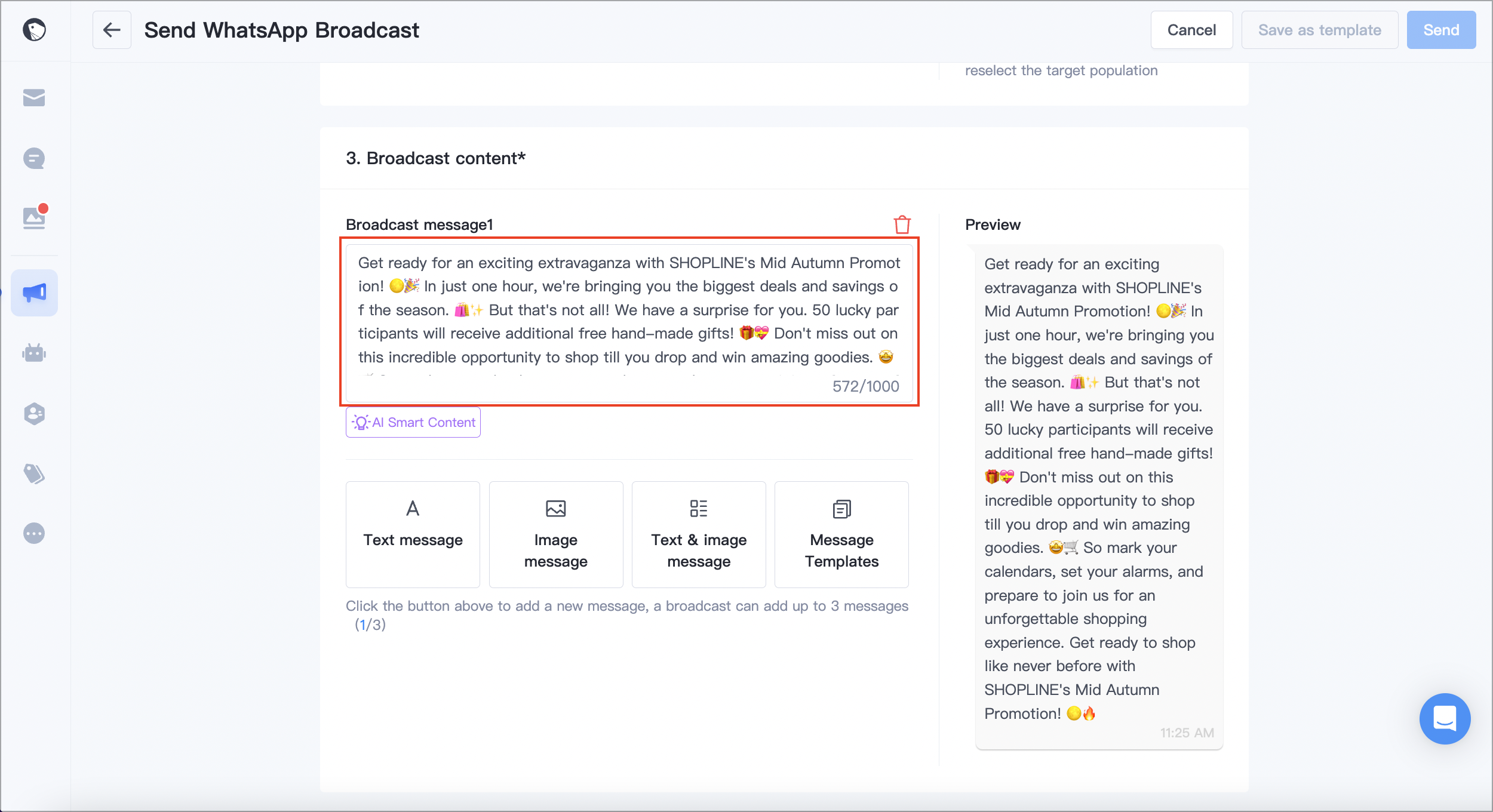 AI Smart Content | Message Center – SHOPLINE Help Center