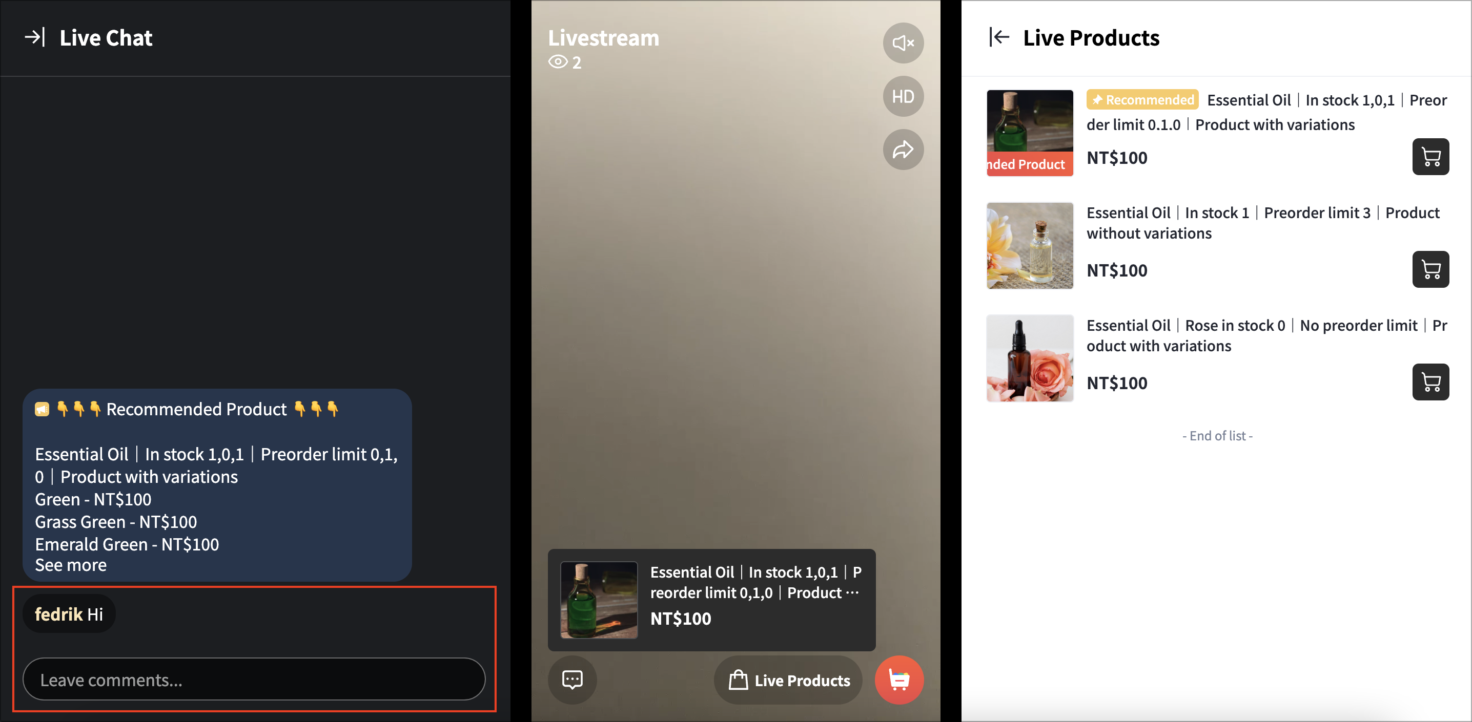 SHOPLINE Live | Livestream Interface and Performance – SHOPLINE Help Center