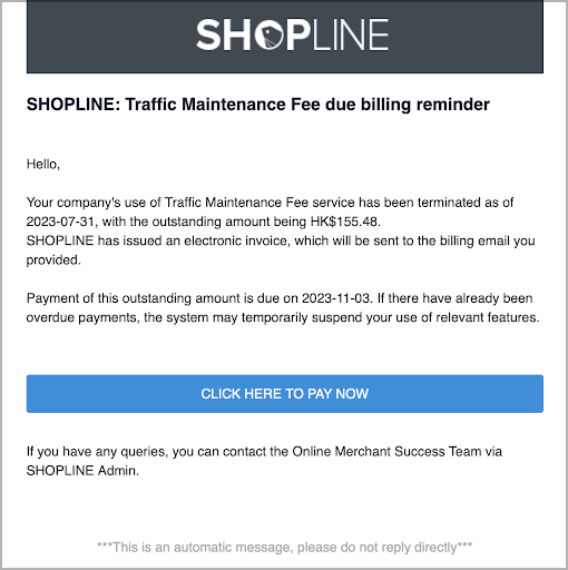 Traffic Maintenance Fee Overview – SHOPLINE Help Center