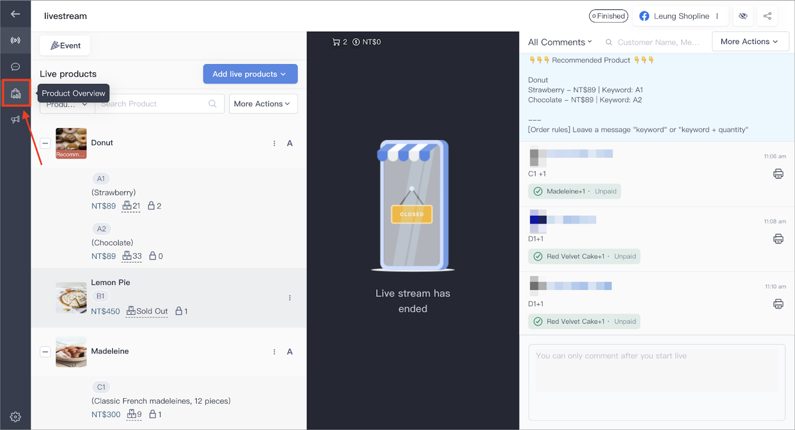 Facebook Live | Product Sales Overview – SHOPLINE Help Center