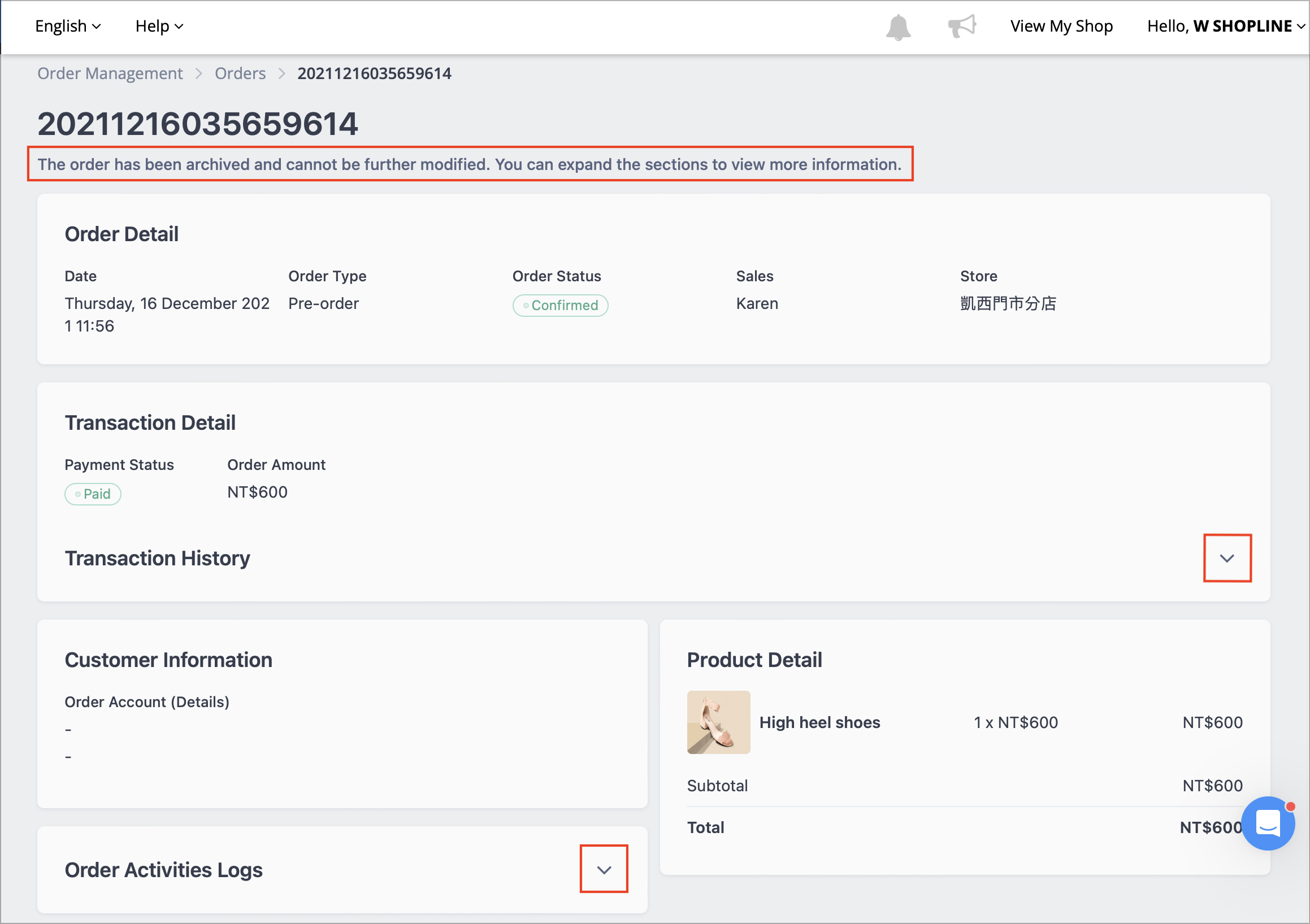 Order Details and Order Editing | POS Admin – SHOPLINE Help Center