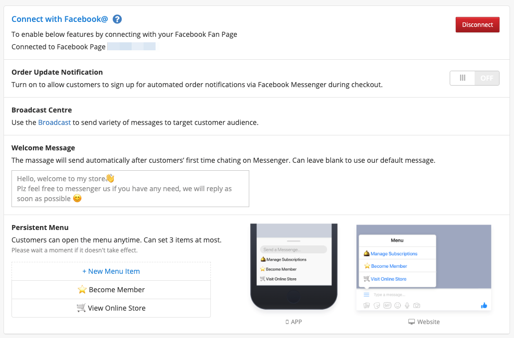 Facebook Messenger Persistent Menu and Welcome Message – SHOPLINE Help Center
