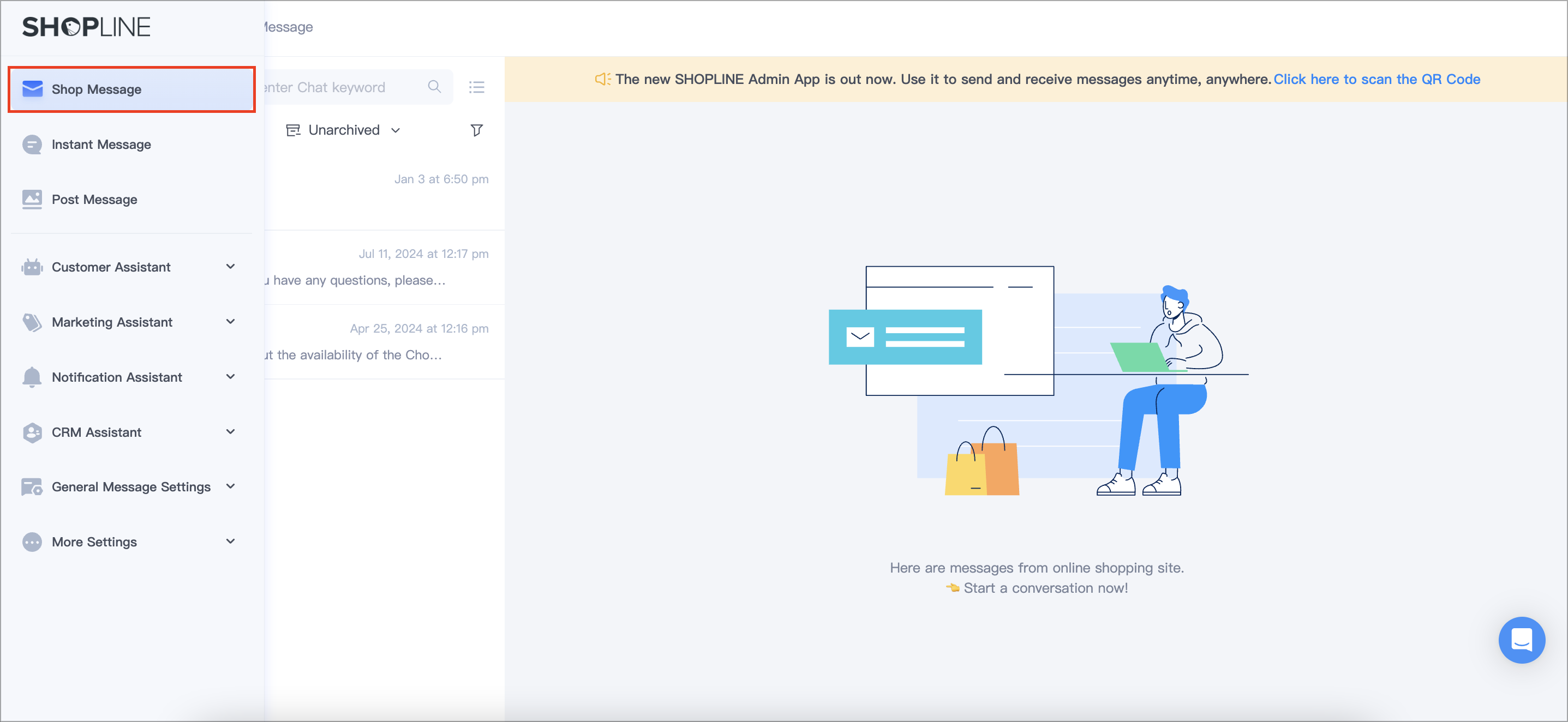 Message Center Interface Overview – SHOPLINE Help Center