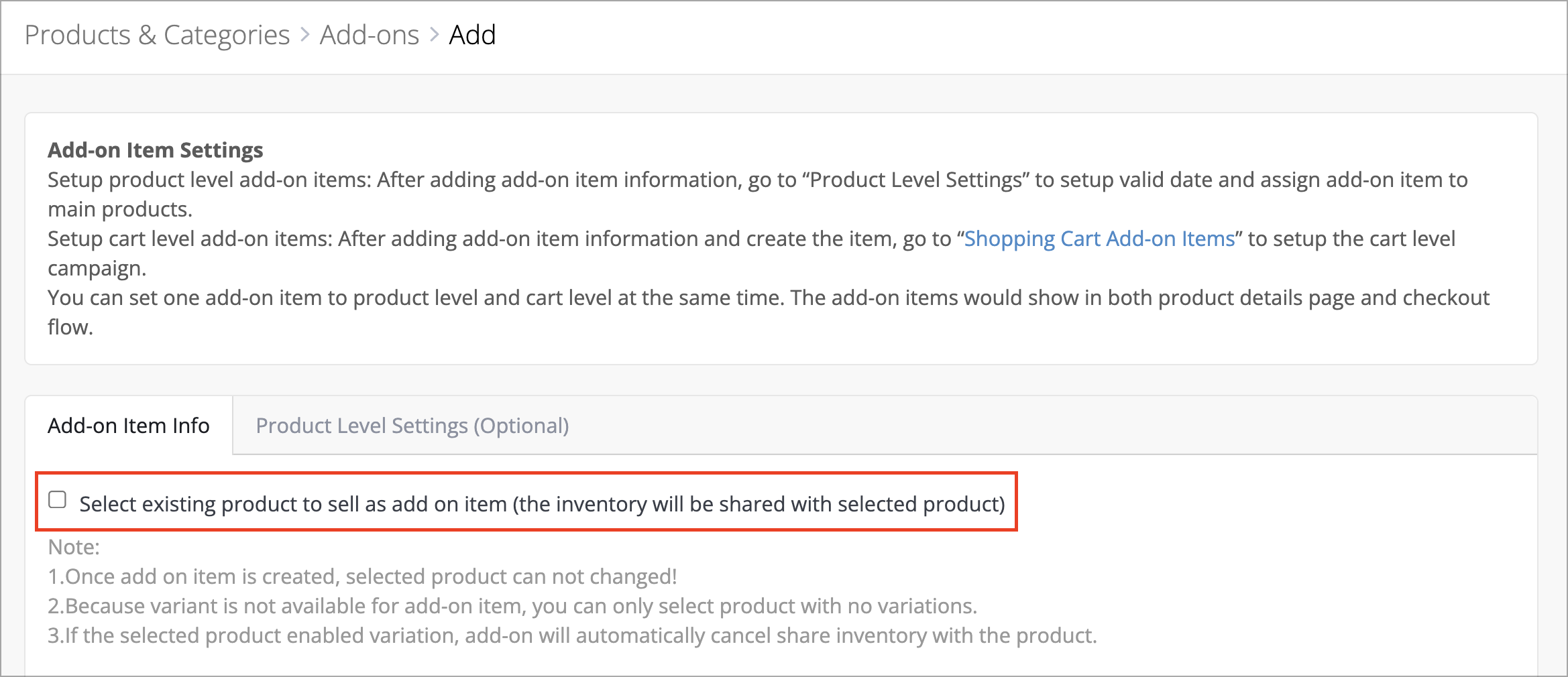 Shared Inventory for Add-ons / Free Gifts – SHOPLINE Help Center