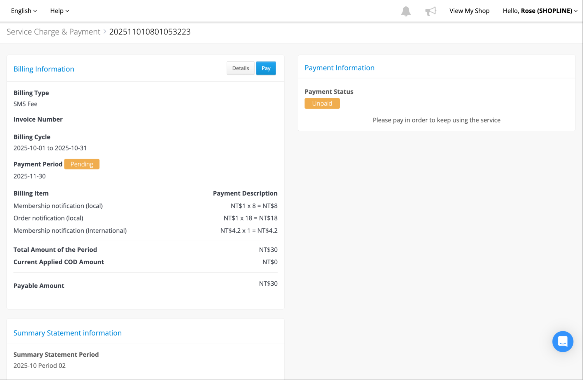 Service Charge & Payment – SHOPLINE Help Center