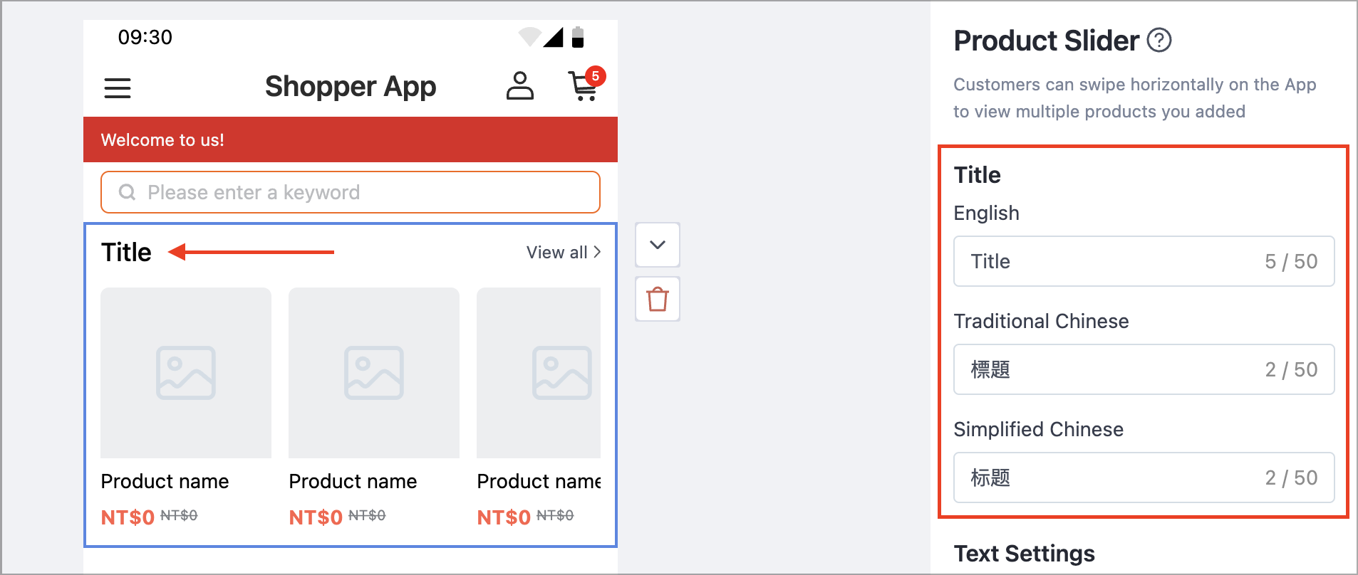 Product Slider Element | Shopper App – SHOPLINE Help Center